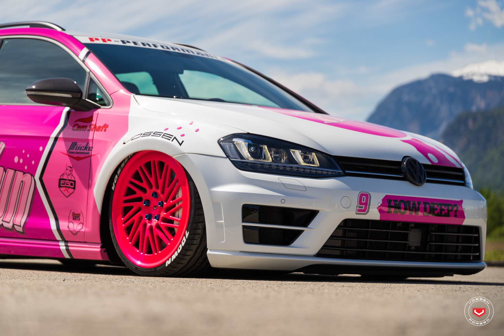 Cherry 7 Down Mk7 VW Sportwagen on Vossen Forged LC-105T Wheels