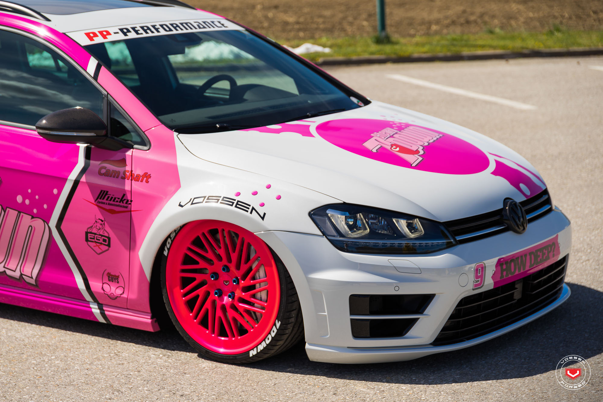 Cherry 7 Down Mk7 VW Sportwagen on Vossen Forged LC-105T Wheels