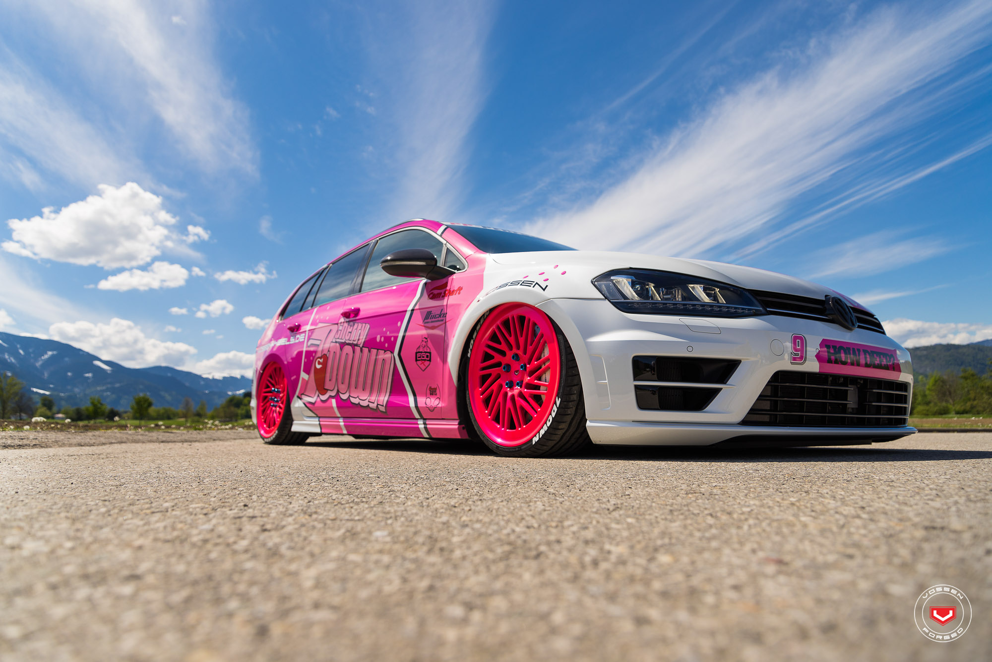 Cherry 7 Down Mk7 VW Sportwagen on Vossen Forged LC-105T Wheels