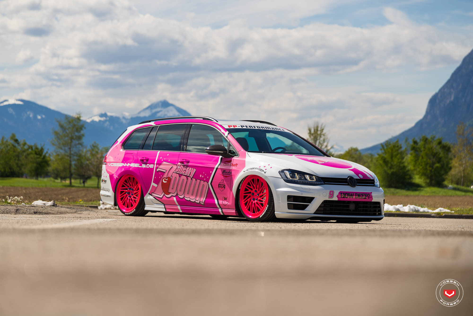 Cherry 7 Down Mk7 VW Sportwagen on Vossen Forged LC-105T Wheels