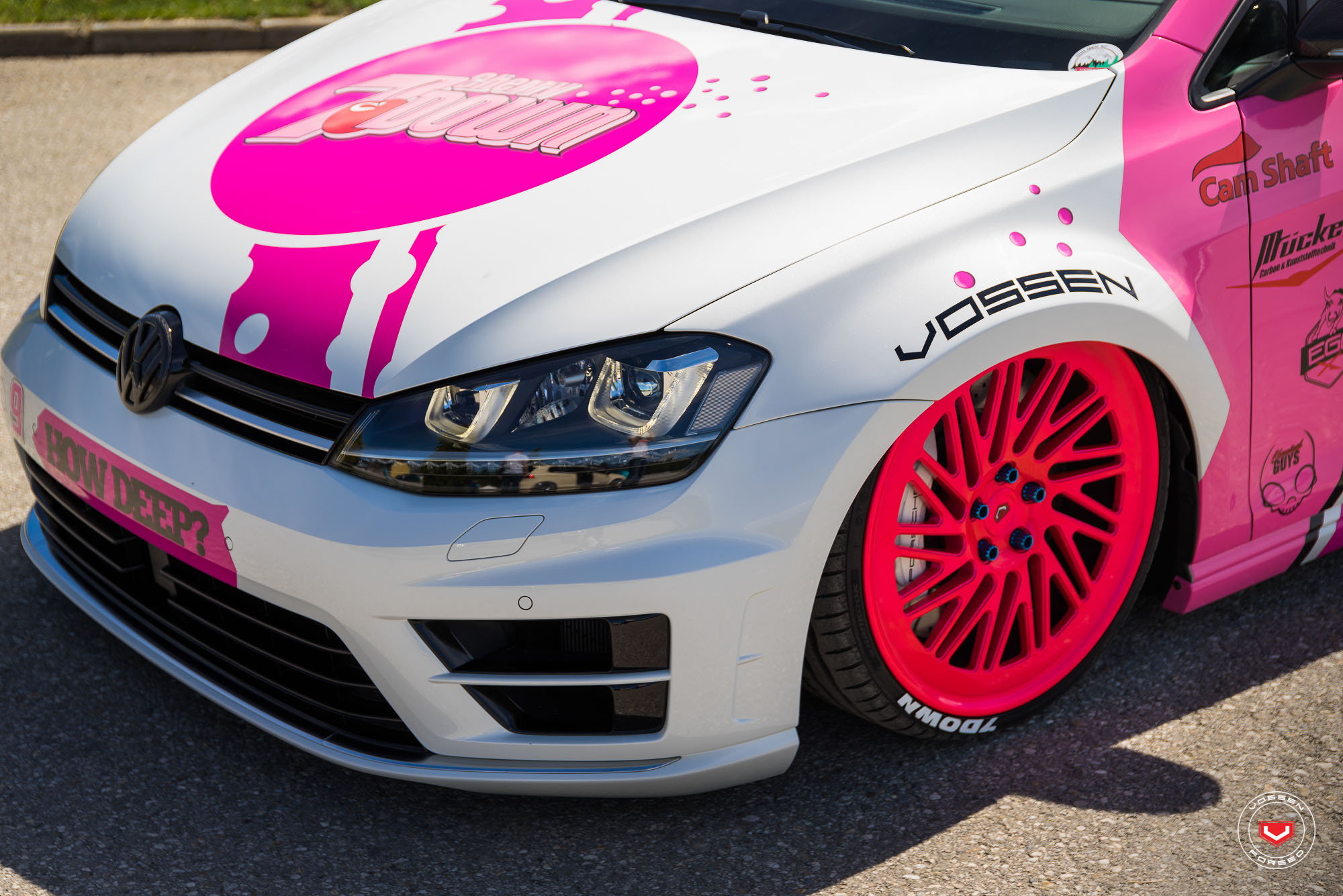Cherry 7 Down Mk7 VW Sportwagen on Vossen Forged LC-105T Wheels